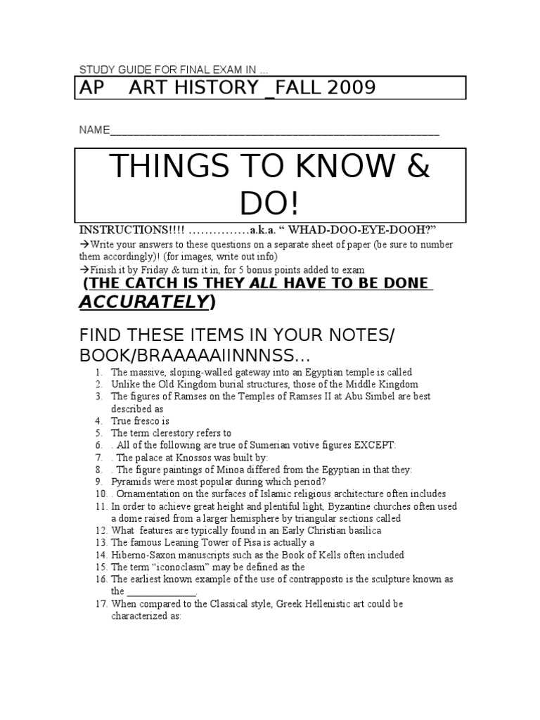AP Art History Final Exam Study Guide | PDF