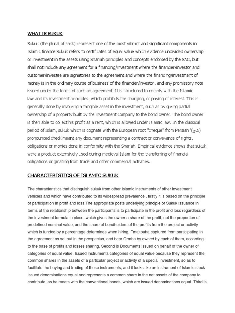 What Is Sukuk: Characteristics of Islamic Sukuk | PDF | Bonds (Finance ...