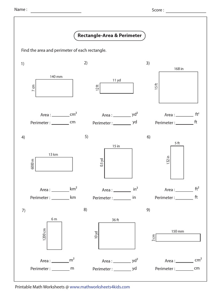 Area and Perimeter Math Worksheets | PDF | Teaching Methods & Materials | Computers