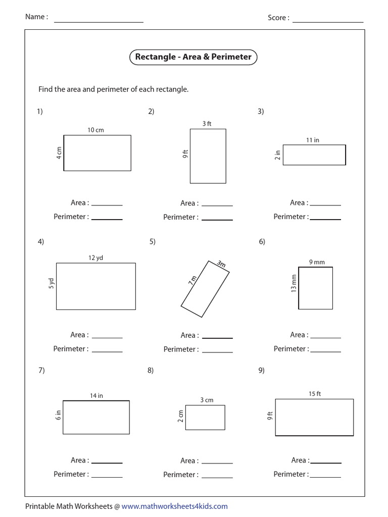 Grade 5 Area & Perimeter Worksheets | PDF