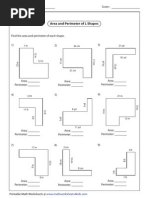 Area and Perimeter of L Shapes Worksheet | PDF | Teaching Methods ...