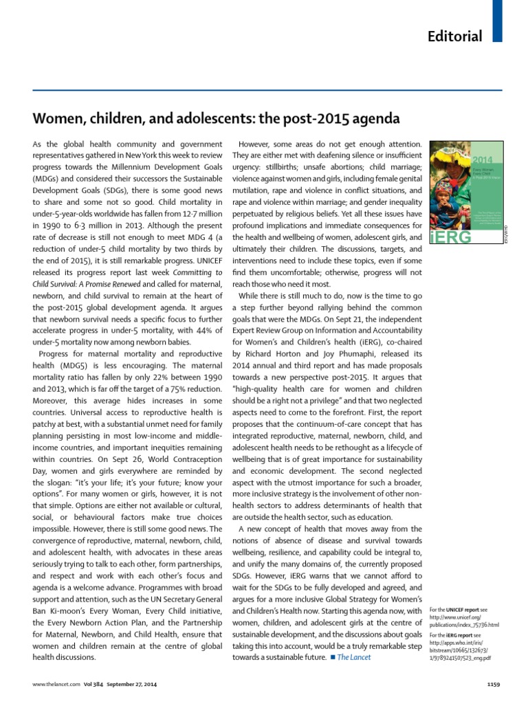 Editorial: Child Survival: A Promise Renewed and Called For Maternal | PDF | Millennium ...