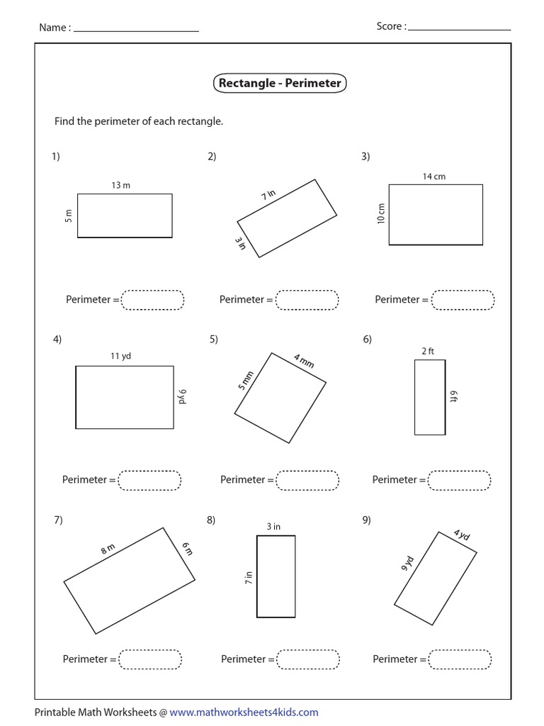 Rectangle Perimeter Math Worksheets | PDF | Teaching Methods & Materials