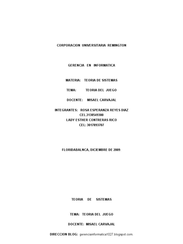 Teoria Del Juego | PDF | Teoría de juego | Science