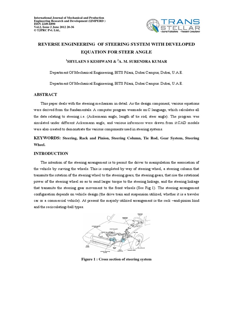 Ackerman Angle Calculations | Steering | Gear