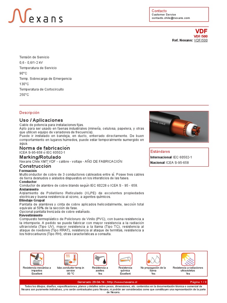 Características técnicas y especificaciones del cable subterráneo ...