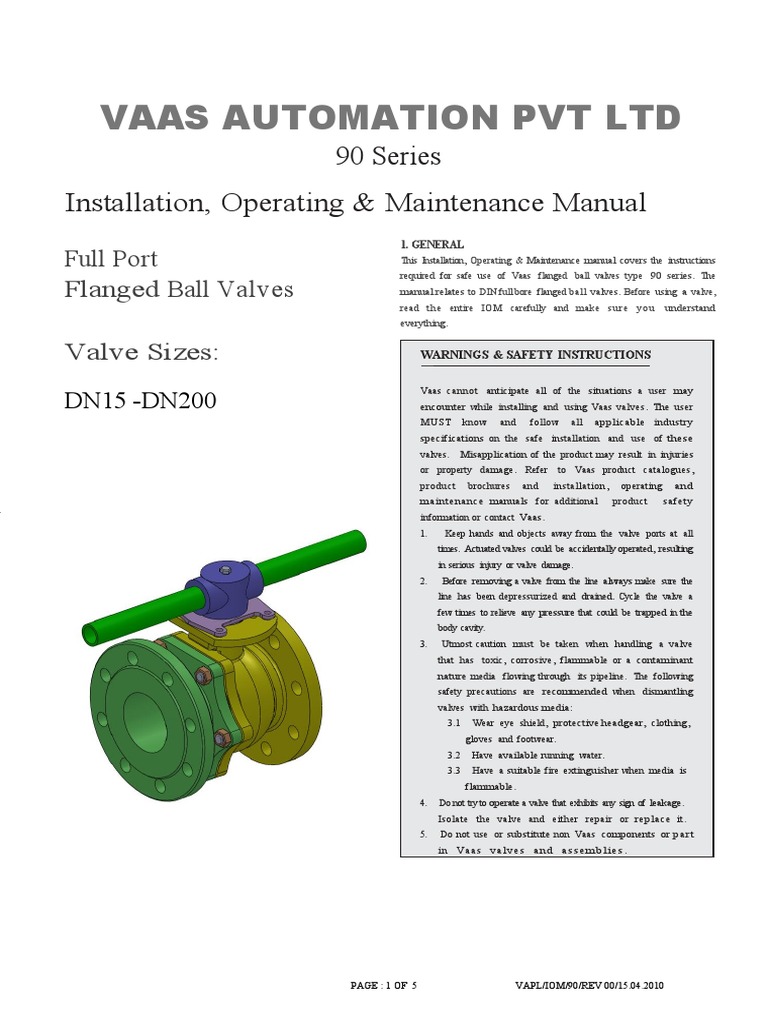 Vaas Automation PVT LTD: 90 Series Installation, Operating ...