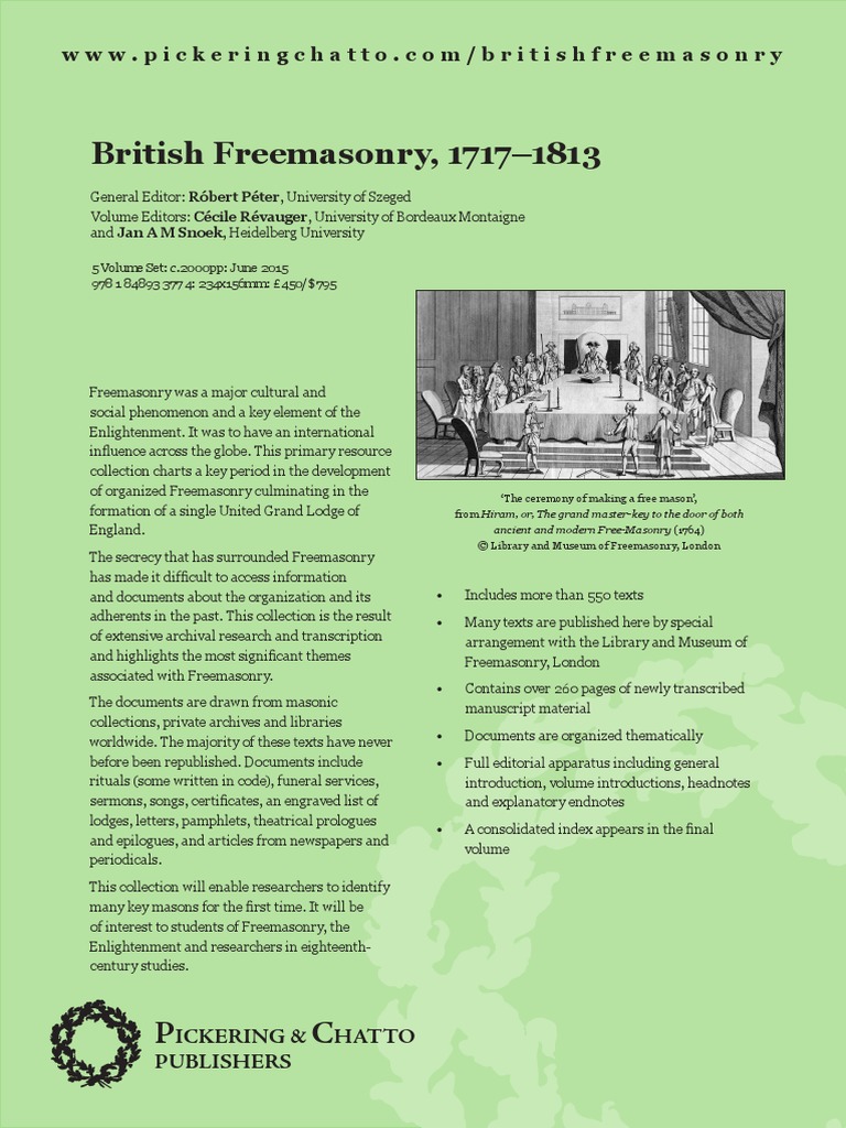 British Freemasonry, 1717-1813 | PDF | Freemasonry | Masonic Lodge