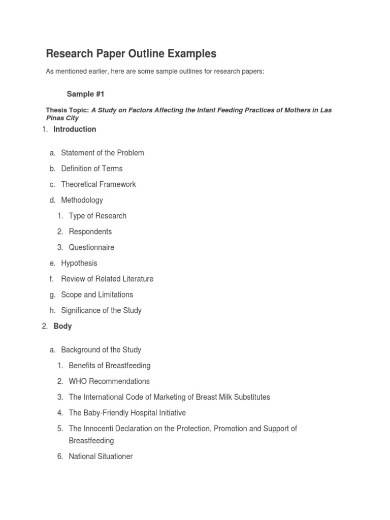 Research Paper Outline Examples.docx | Breastfeeding | Infant Formula