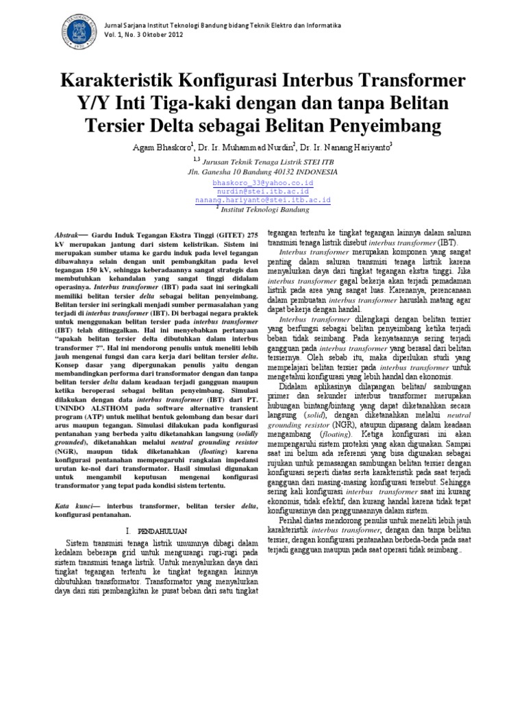 Karakteristik Konfigurasi Interbus Transformer | PDF