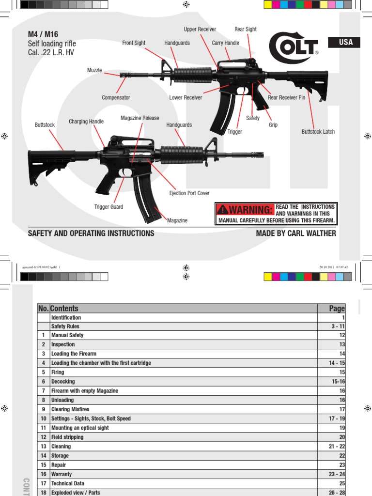 Manual Colt M4 M16 22 Rimfire 10R11 | PDF | Magazine (Firearms ...
