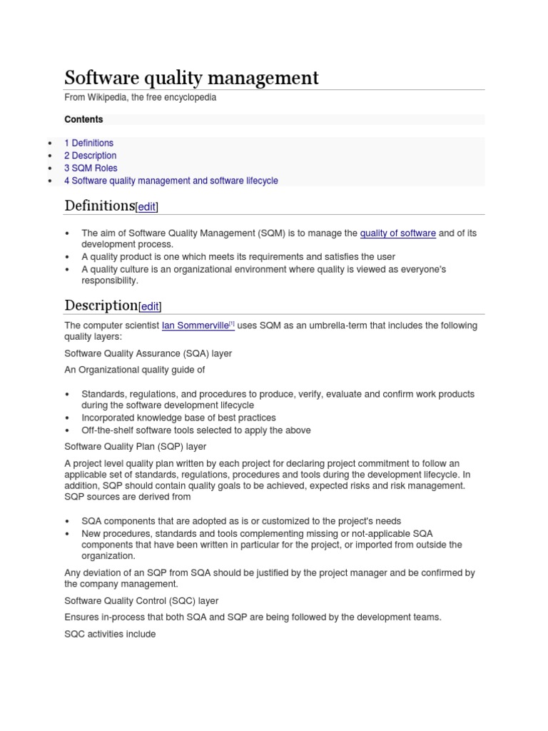 Overview of Software Quality Management | PDF | Business