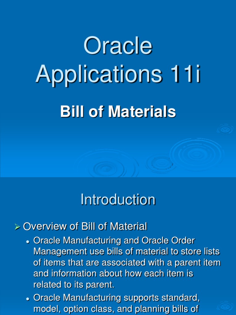 Oracle Applications 11i: Bill of Materials | PDF | Table (Database) | Routing