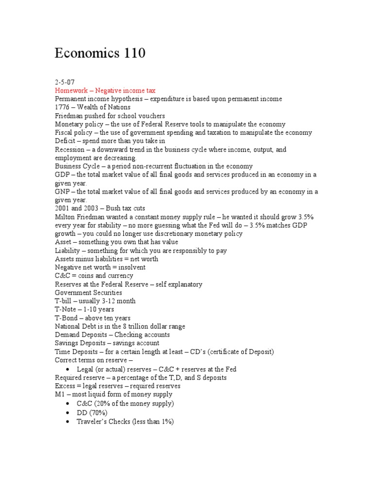 Introduction To Economics 110 (Centre College ECO 110) | PDF ...