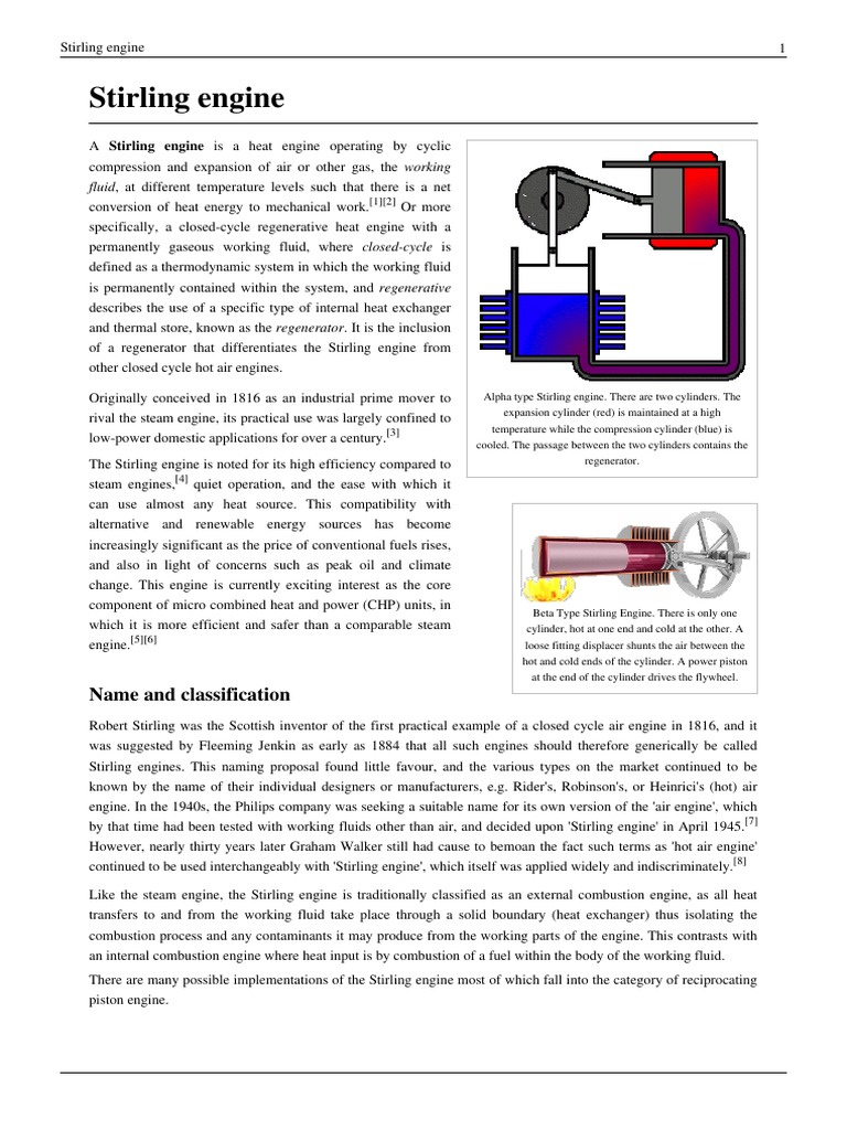Stirling Engine Types and Components Explained | PDF | Cylinder (Engine ...
