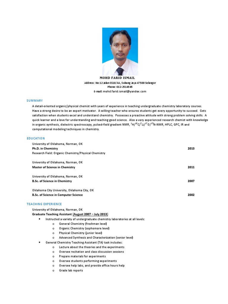 CV Farid | PDF | High Performance Liquid Chromatography | Polymers