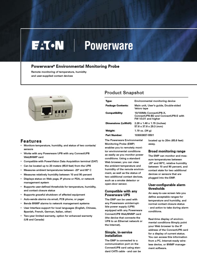 Emp Data Sheet | Environmental Monitoring | World Wide Web