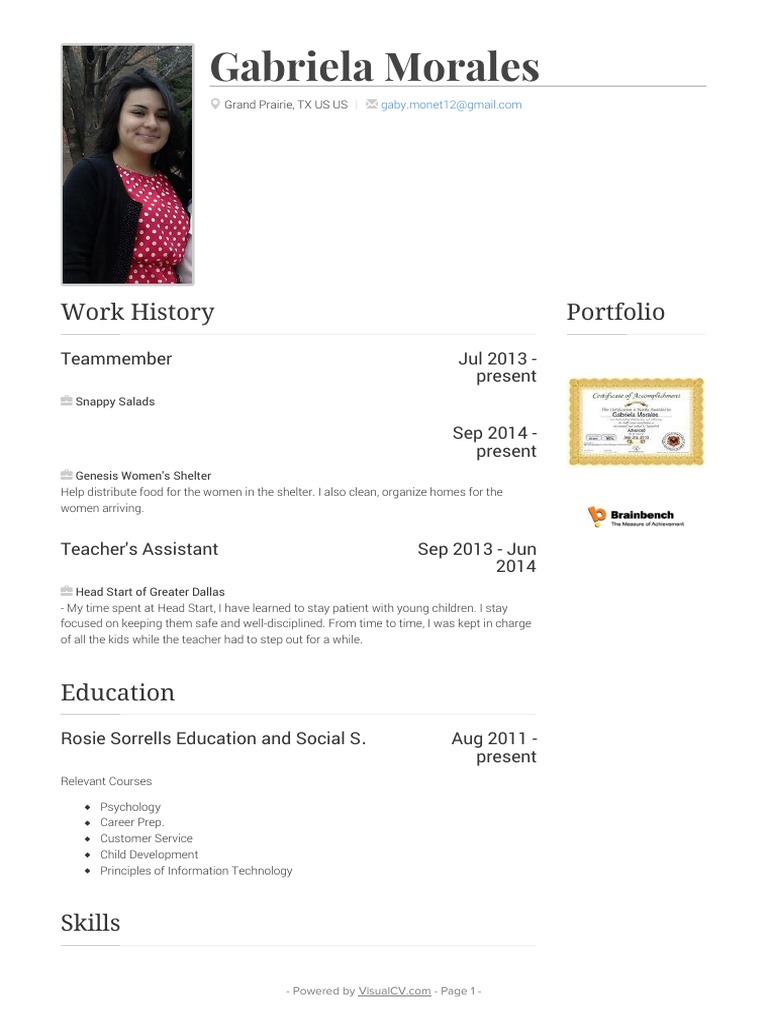 Gabriela Morales Visualcv Resume | PDF