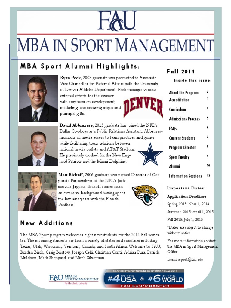 MBA Sport Alumni Highlights:: New Additions | PDF | Master Of Business ...