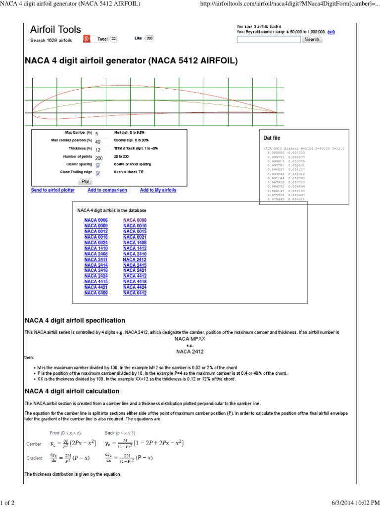 NACA 4 Digit Airfoil Generator (NACA 5412 AIRFOIL) | PDF | Fluid Dynamics | Aerodynamics