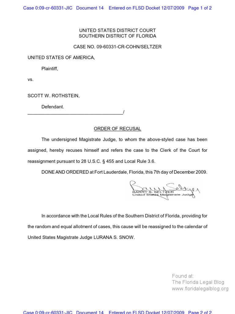 Order of Recusal - Magistrate Judge | PDF | Law
