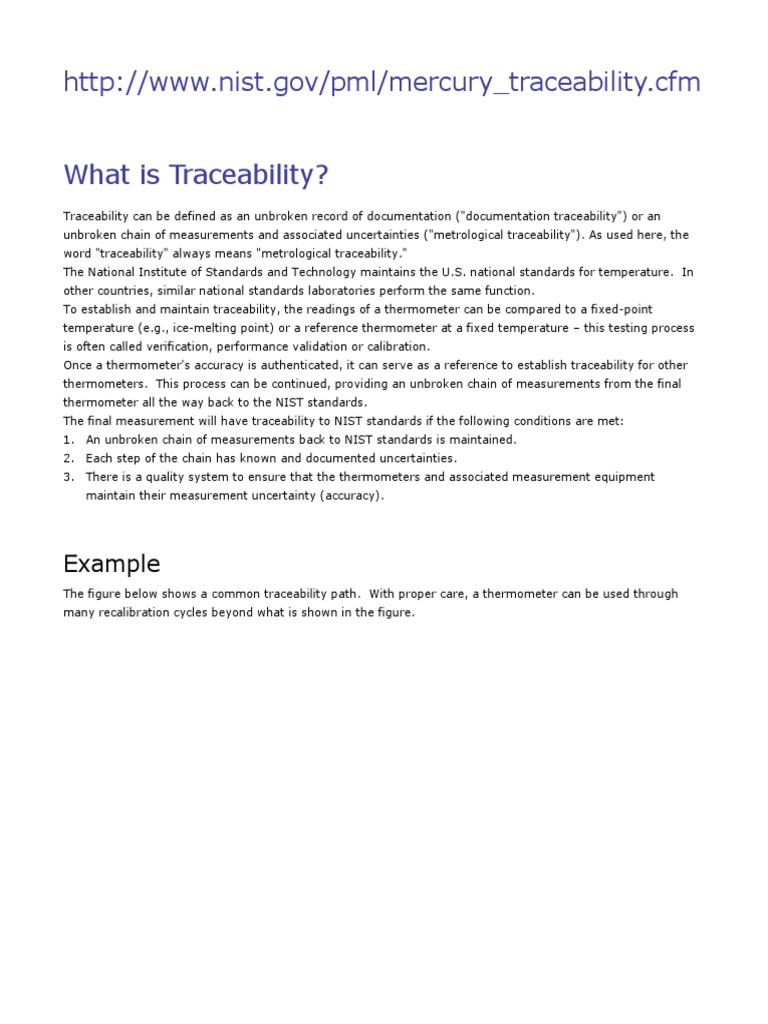 What Is Traceability?: Example | PDF | Calibration | Scientific Observation