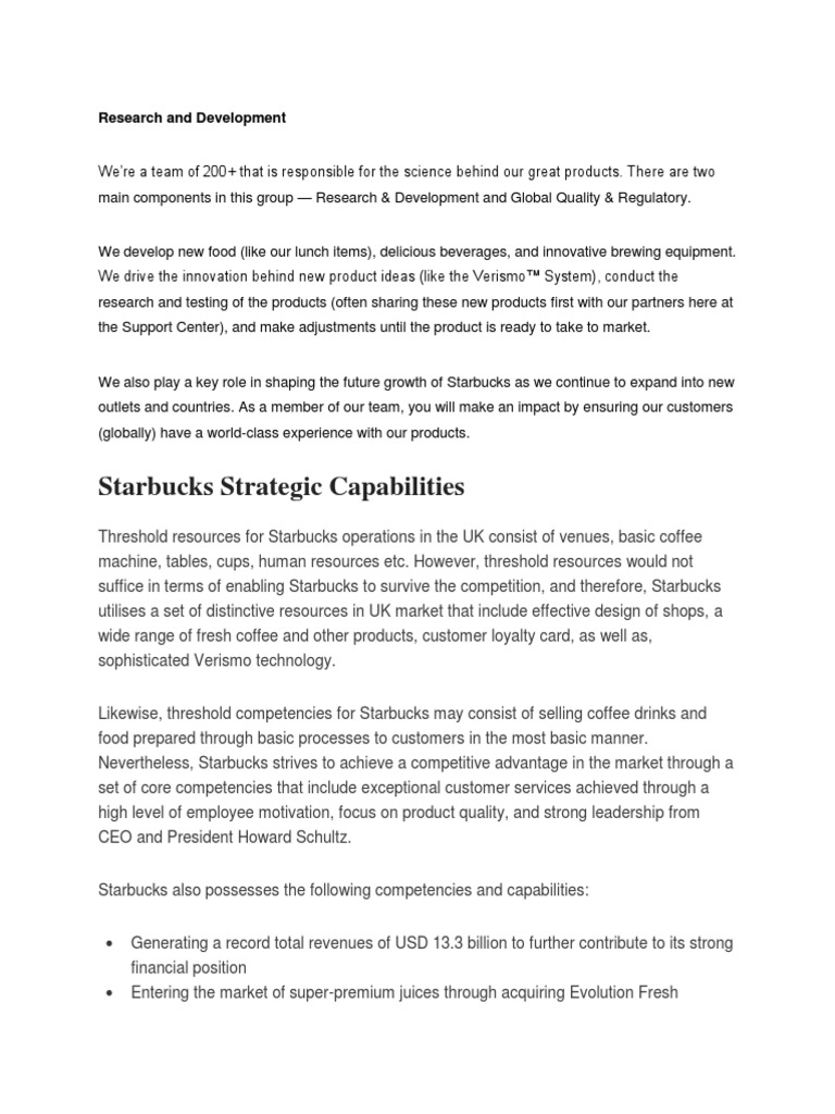 Starbucks Capabilities and Competencies | PDF | Finance & Money Management