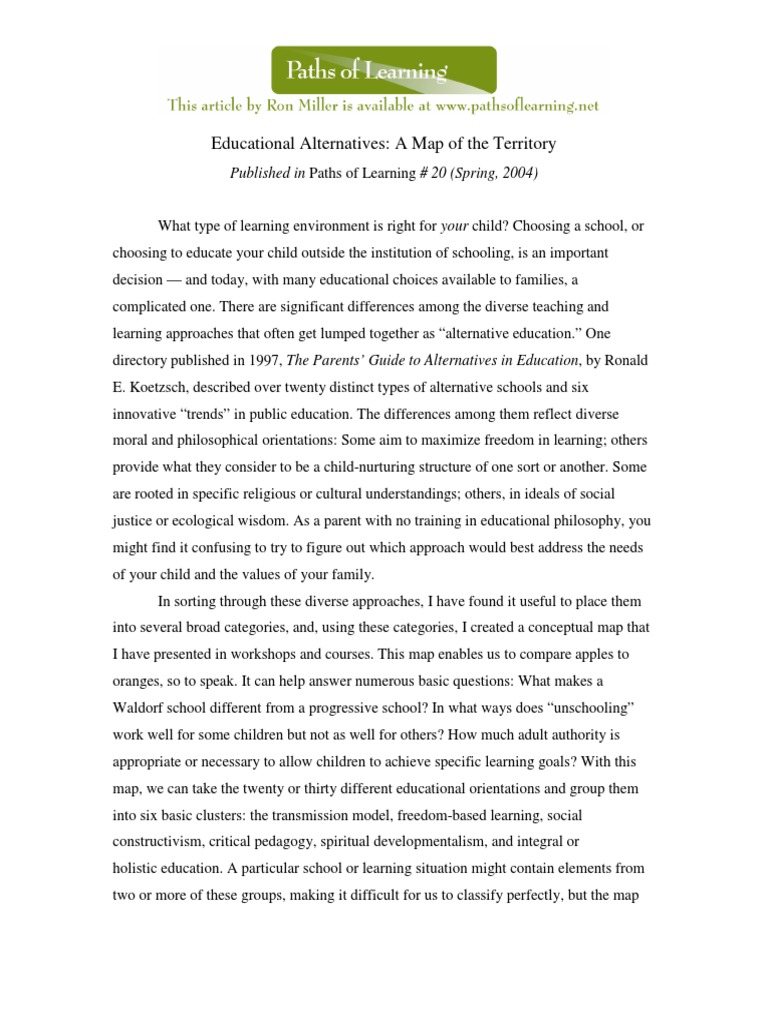 Ron Miller Educational Alternativas Map of The Territory | PDF ...