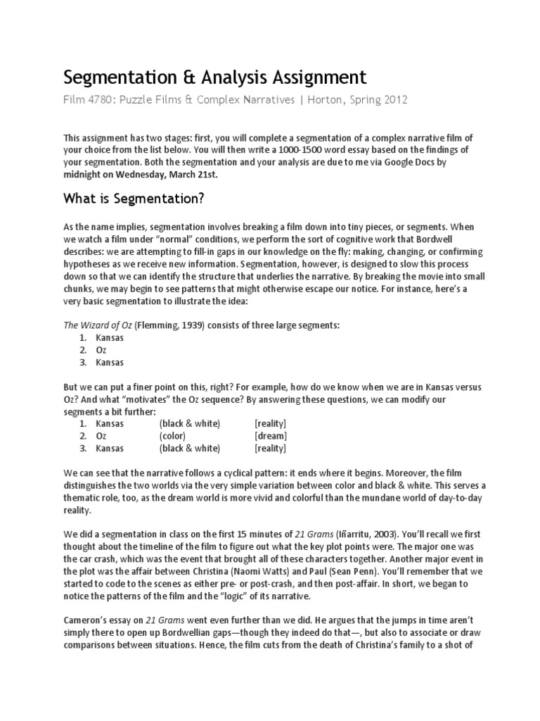 Film4780 Segmentation Assignment | PDF | Market Segmentation | Dream