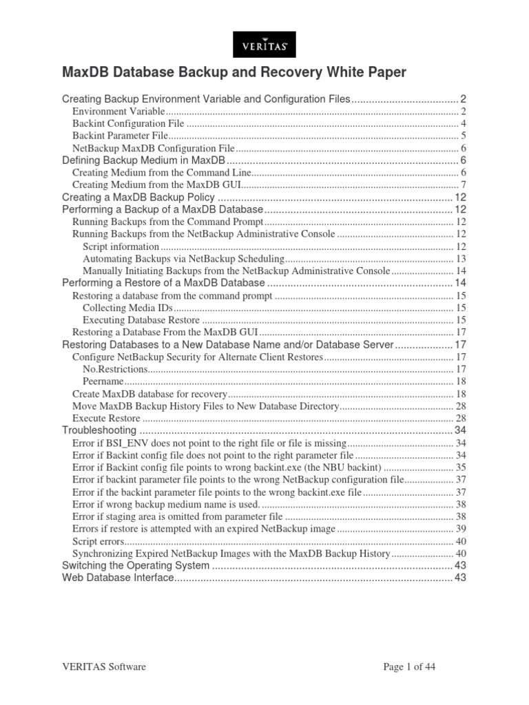 Maxdb Backup Recovery | PDF | Command Line Interface | Backup