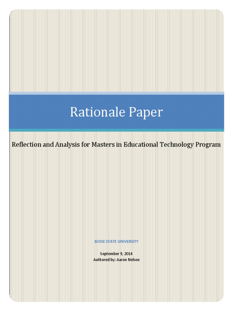 Rationale Paper: Reflection and Analysis For Masters in Educational ...