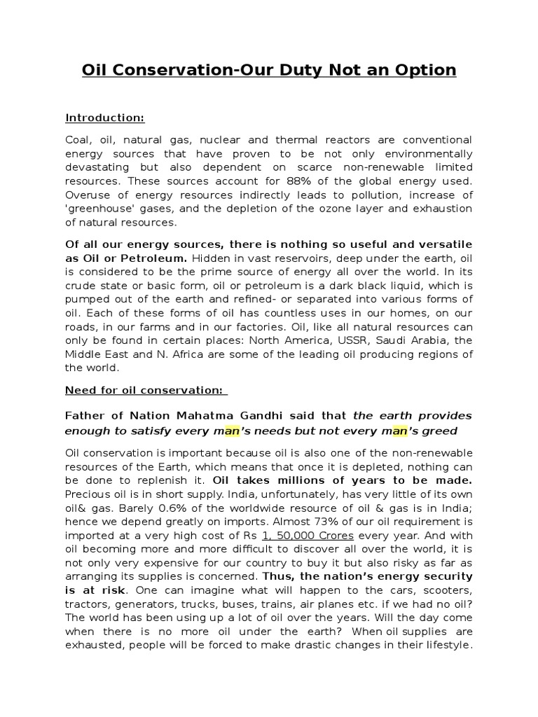 Oil Conservation Saurabhi | PDF | Petroleum | Diesel Engine
