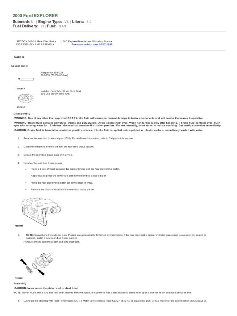 Caliper Disassembly and Assembly | PDF | Brake | Cylinder (Engine)