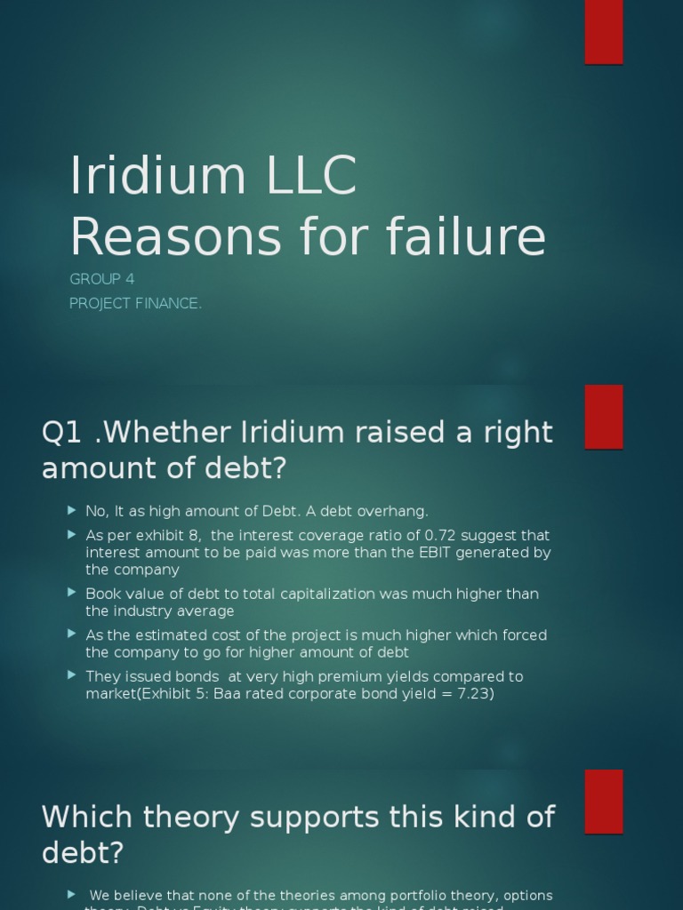 Iridium LLC Debt Failure Analysis | PDF | Computers