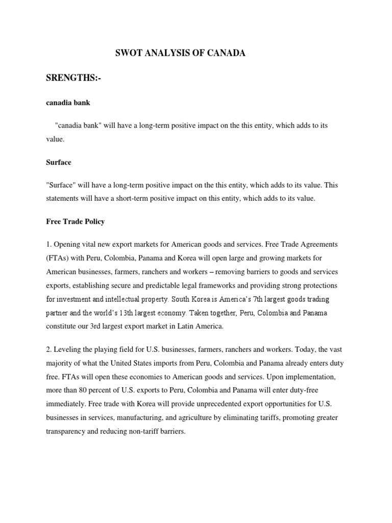Swot Analysis of Canada | PDF | Oil Sands | Petroleum