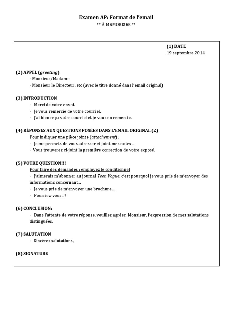 AP French Email Format | PDF | Informatique et technologies de l ...