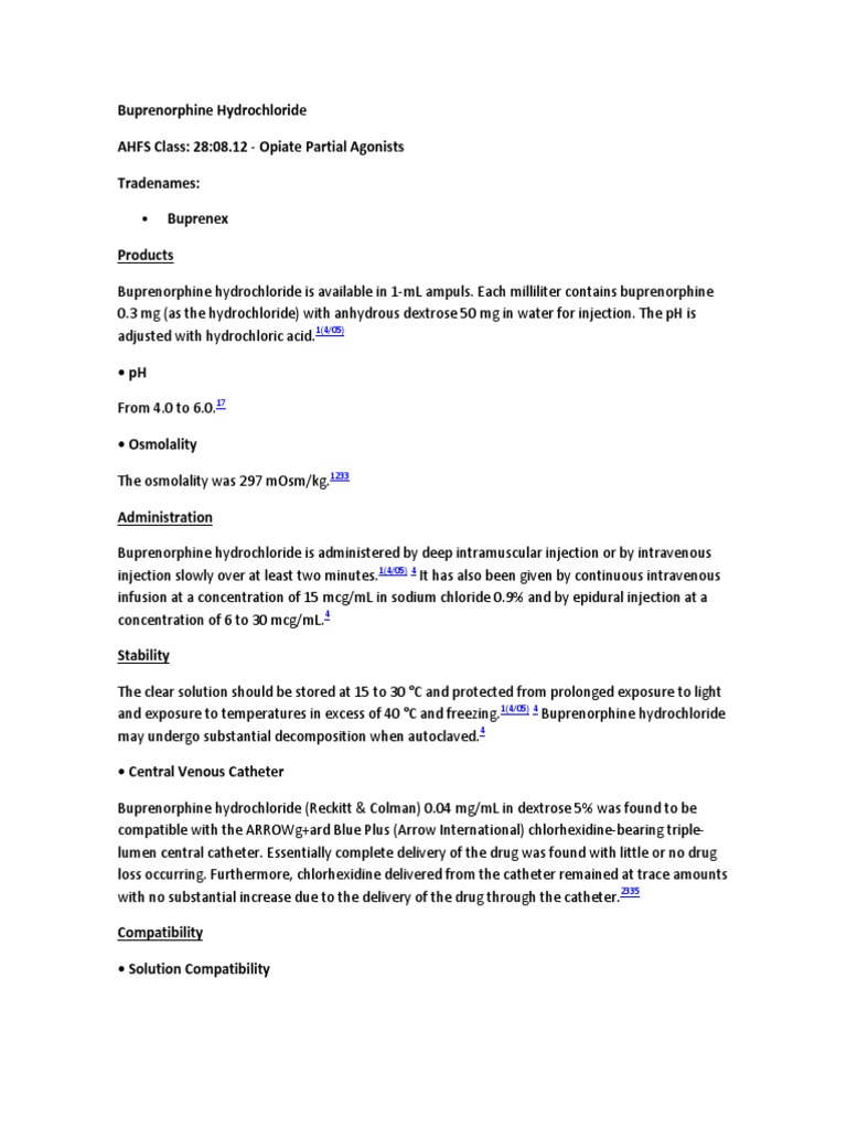Buprenorphine Hydrochloride AHFS Class: 28:08.12 - Opiate Partial ...