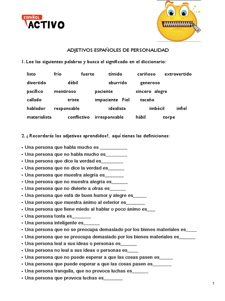 Adjetivos de Personalidad en Español | PDF | Science | Ciencia filosófica