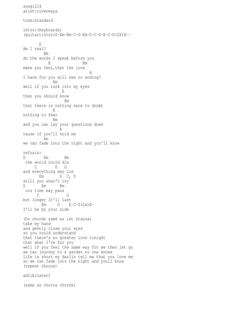 214 Chords and Lyrics - Rivermaya | PDF