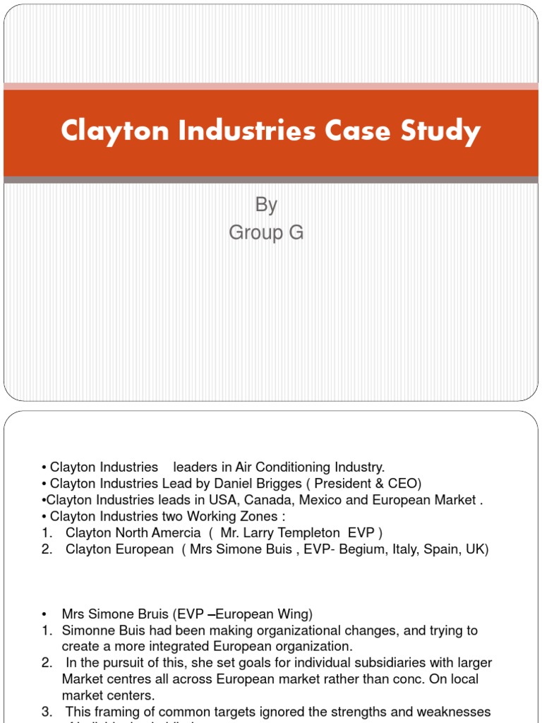 Clayton Industries Case Study: by Group G | PDF