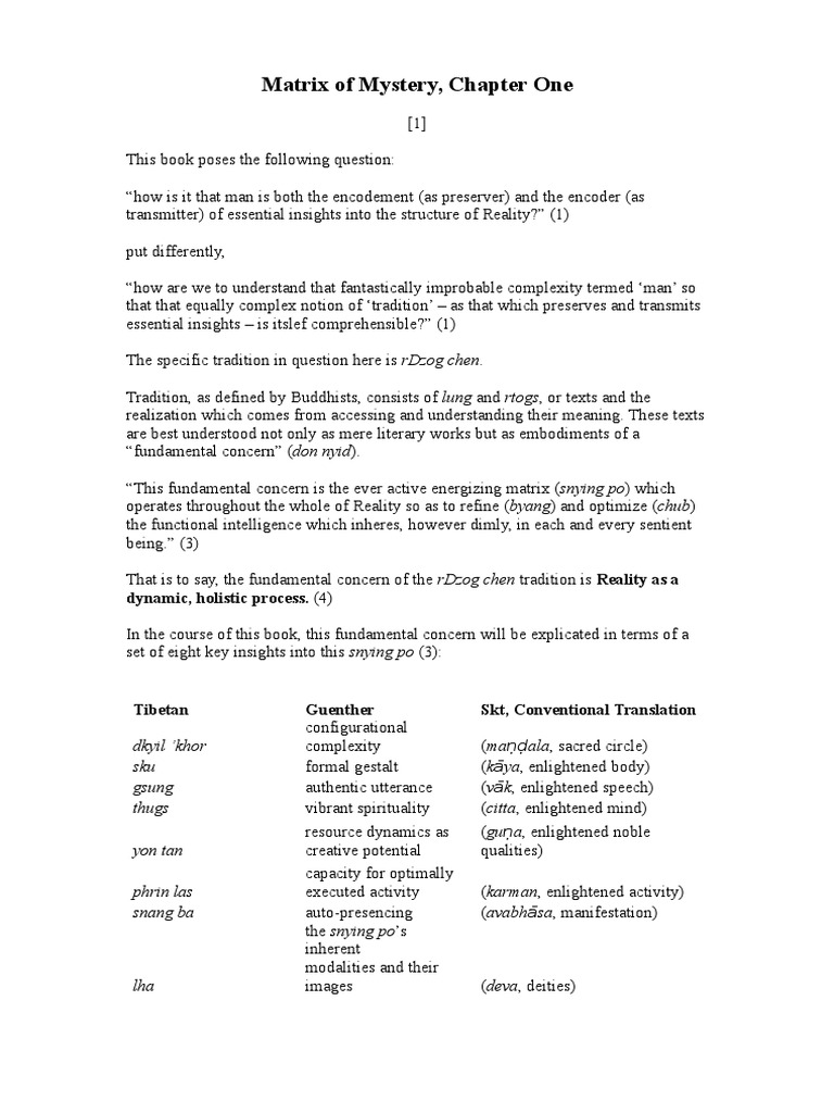 Matrix of Mystery, Chapter One: Dynamic, Holistic Process. | Download ...