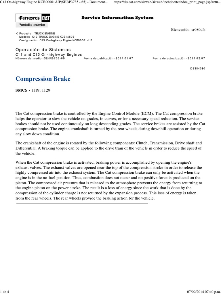 Compression Brake: Operación de Sistemas | PDF | Piston | Brake
