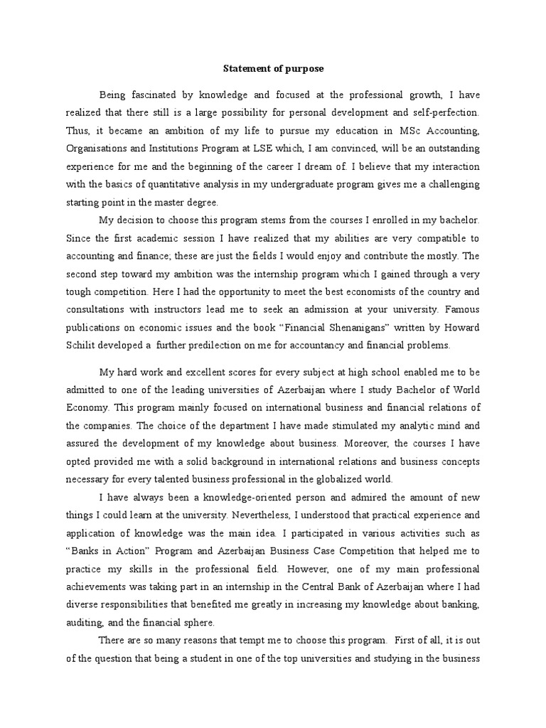 Personal Statement LSE | PDF | Internship | Job Hunting
