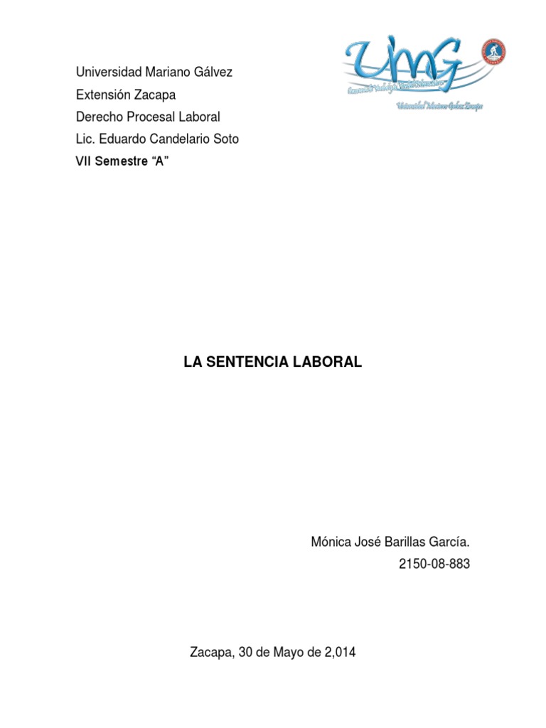La Sentencia Laboral - Trabajo Siii | PDF | Sentencia (Ley) | Ley procesal