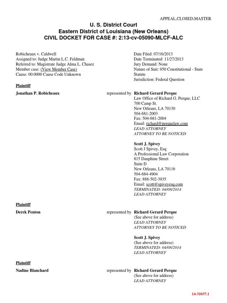 U. S. District Court Eastern District of Louisiana (New Orleans) CIVIL ...