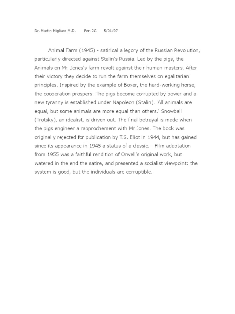 Animal Farm: Satire of Stalin's Russia | PDF | Science & Mathematics