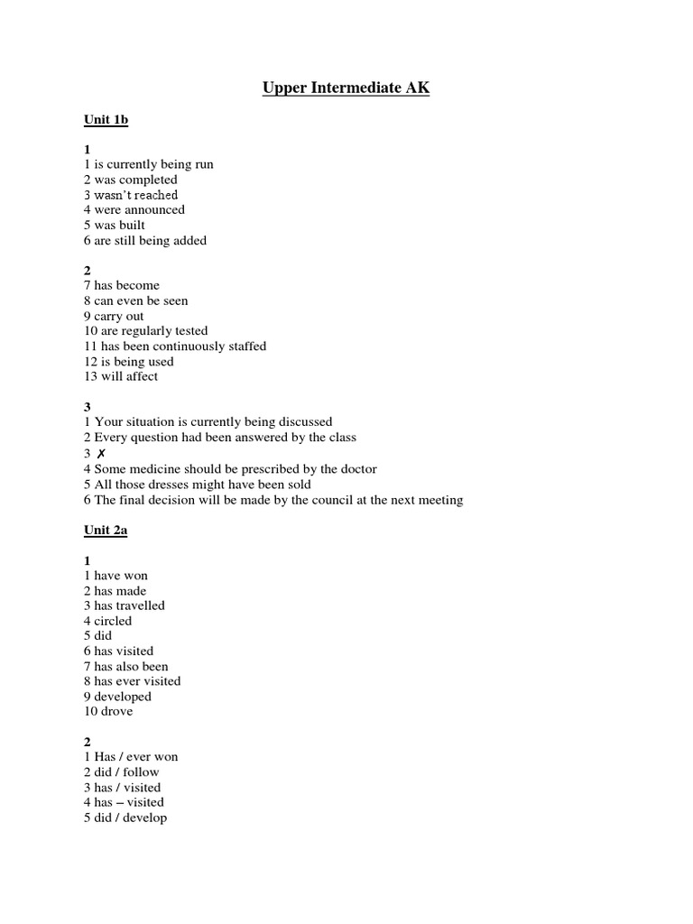 Upper Intermediate Answer Key Guide | PDF | Violence