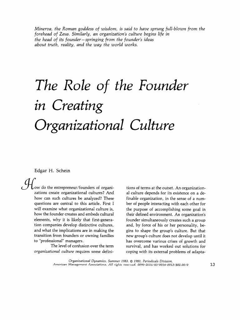The Role of The Founder in Creating Organizational Culture | PDF ...