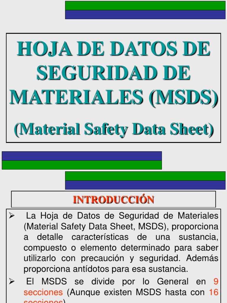 Secciones de la Hoja MSDS | PDF | Química | Ciencias fisicas
