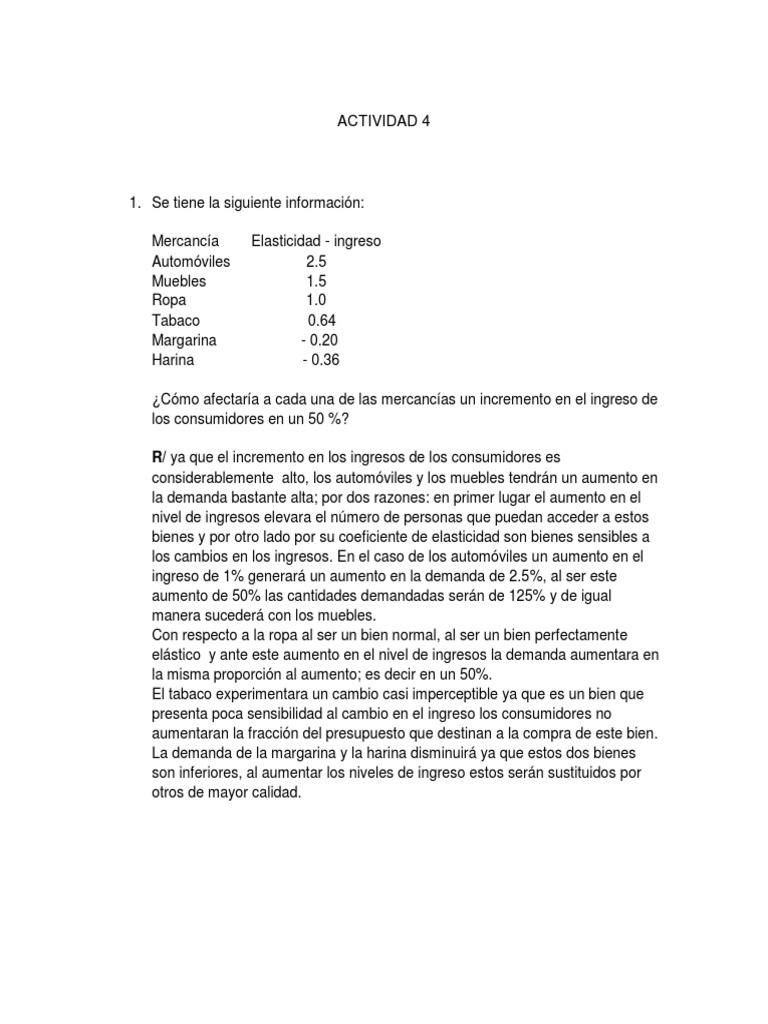 Actividad Micro | PDF | Elasticidad (economía) | Precios
